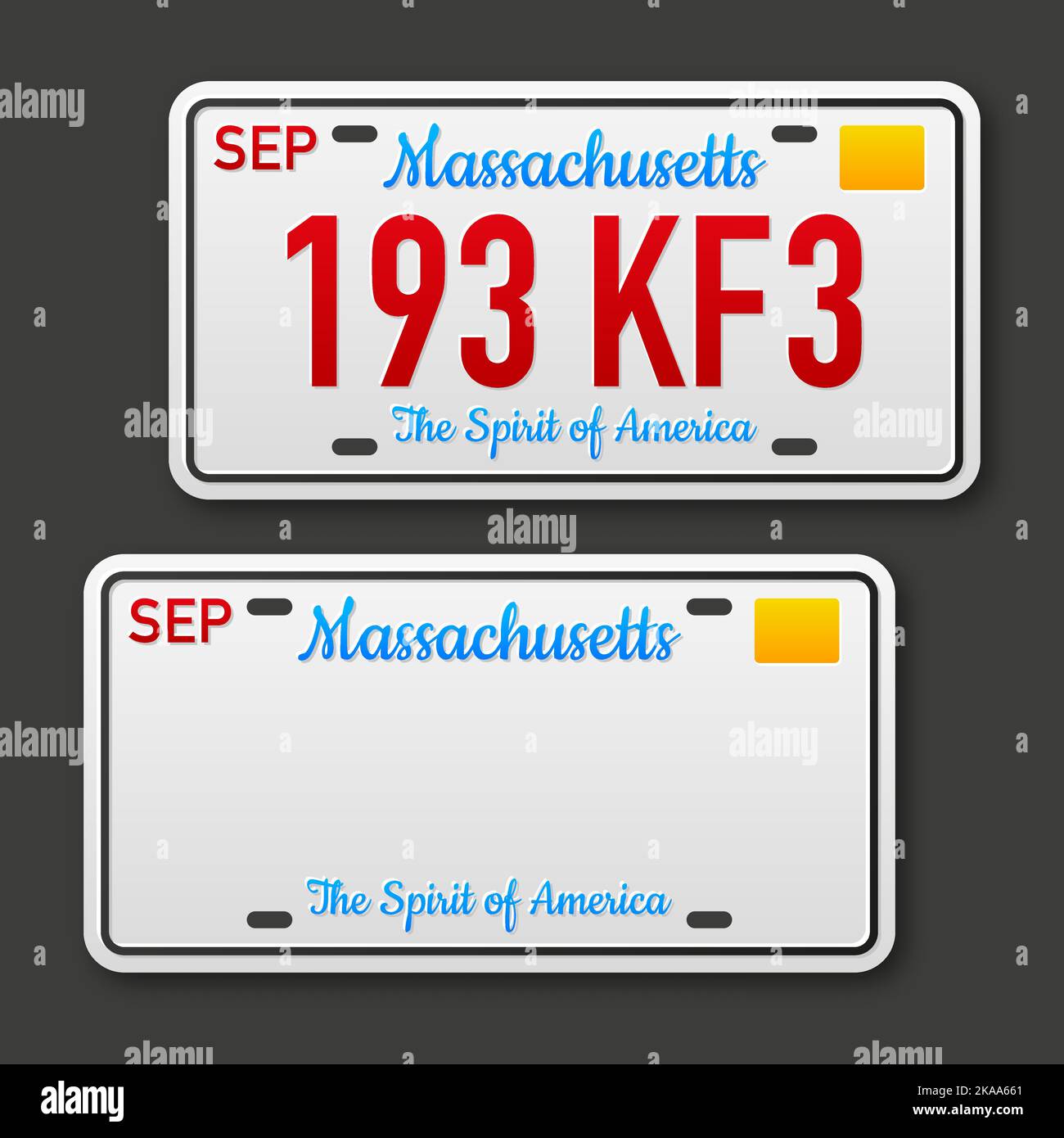 Retro car plate for banner design. Massachusets state. Isolated vector ...
