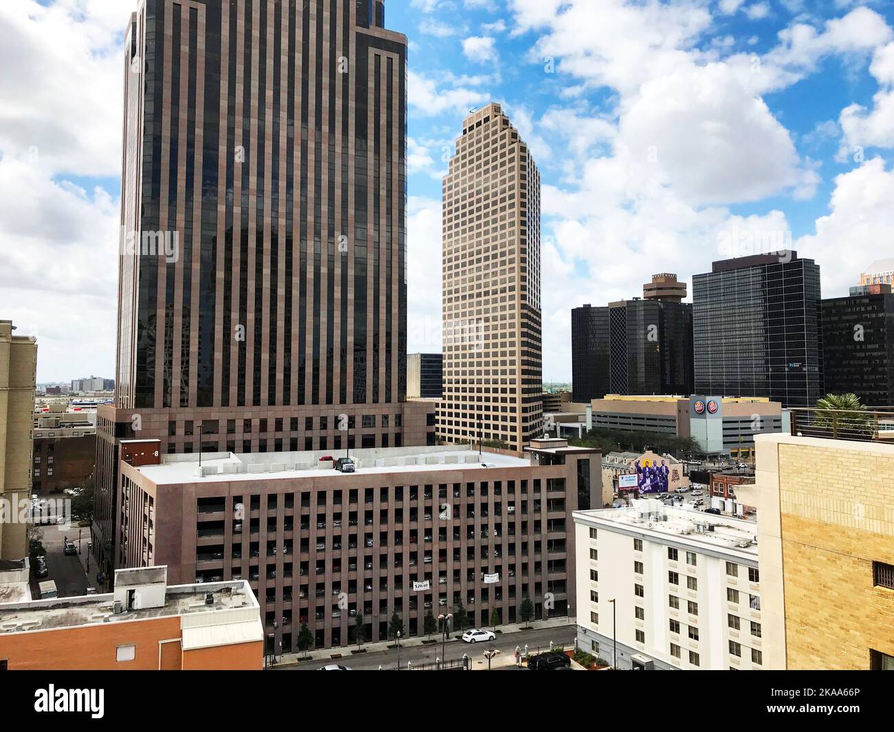 An aerial cityscape view surrounded by tall modern buildings in New ...