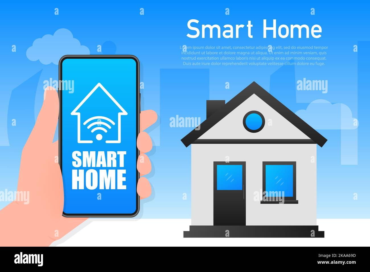 Smart Home concept. Automation concept. Smart home on light background ...