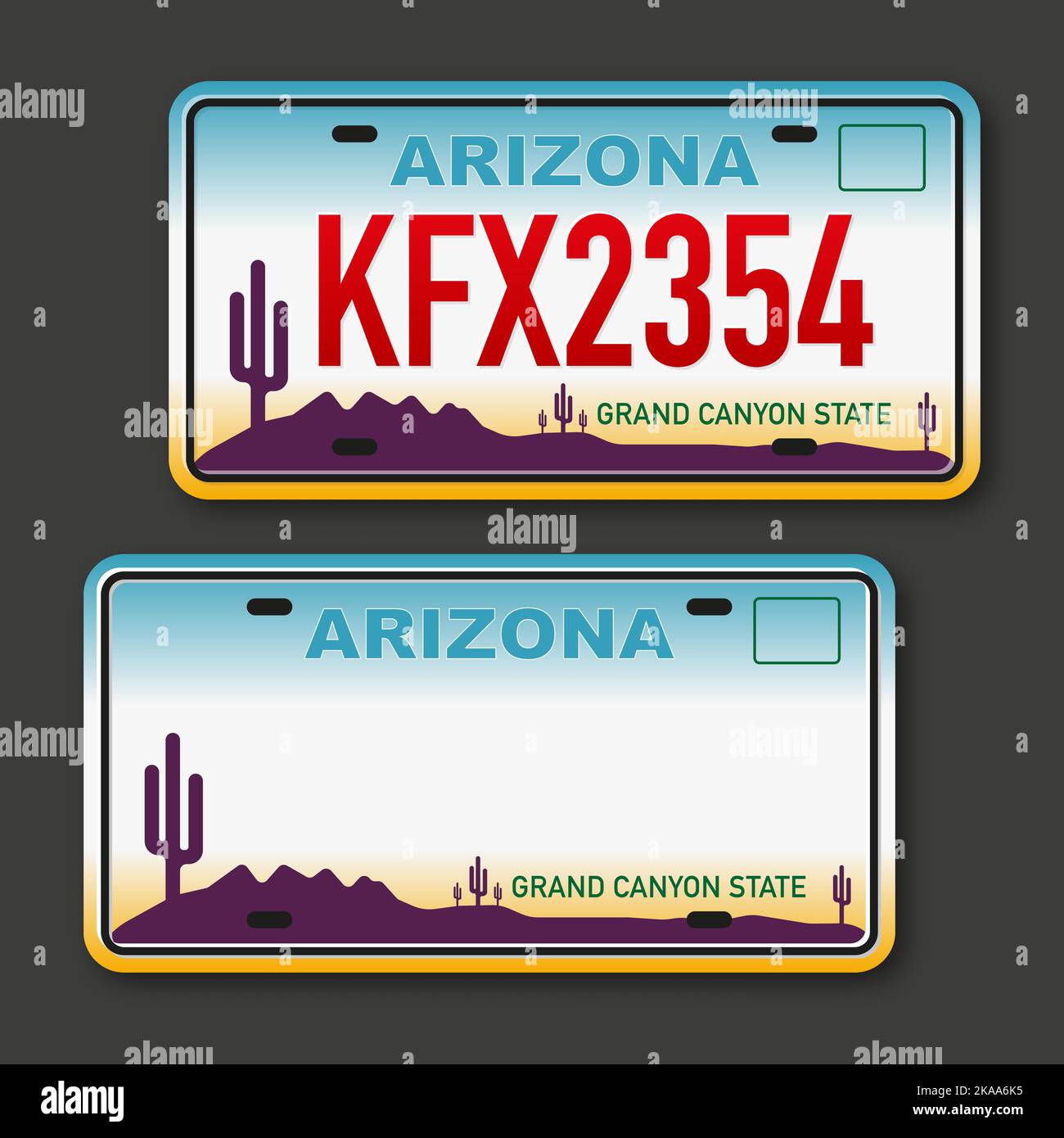 Retro car plate for banner design. Arizona state. Isolated vector ...