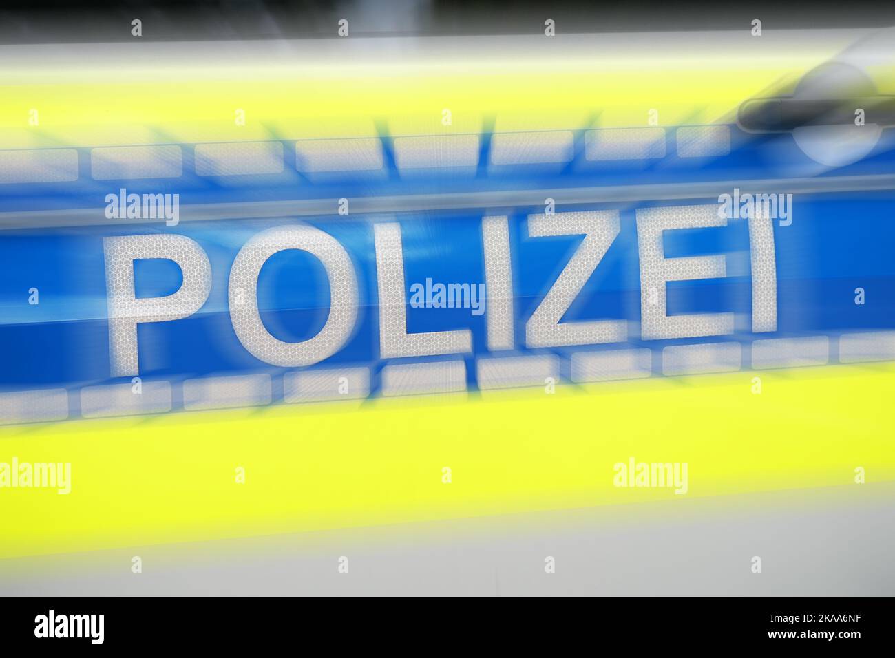 Polizei is german for police - cop or patrol car in blue silver and ...
