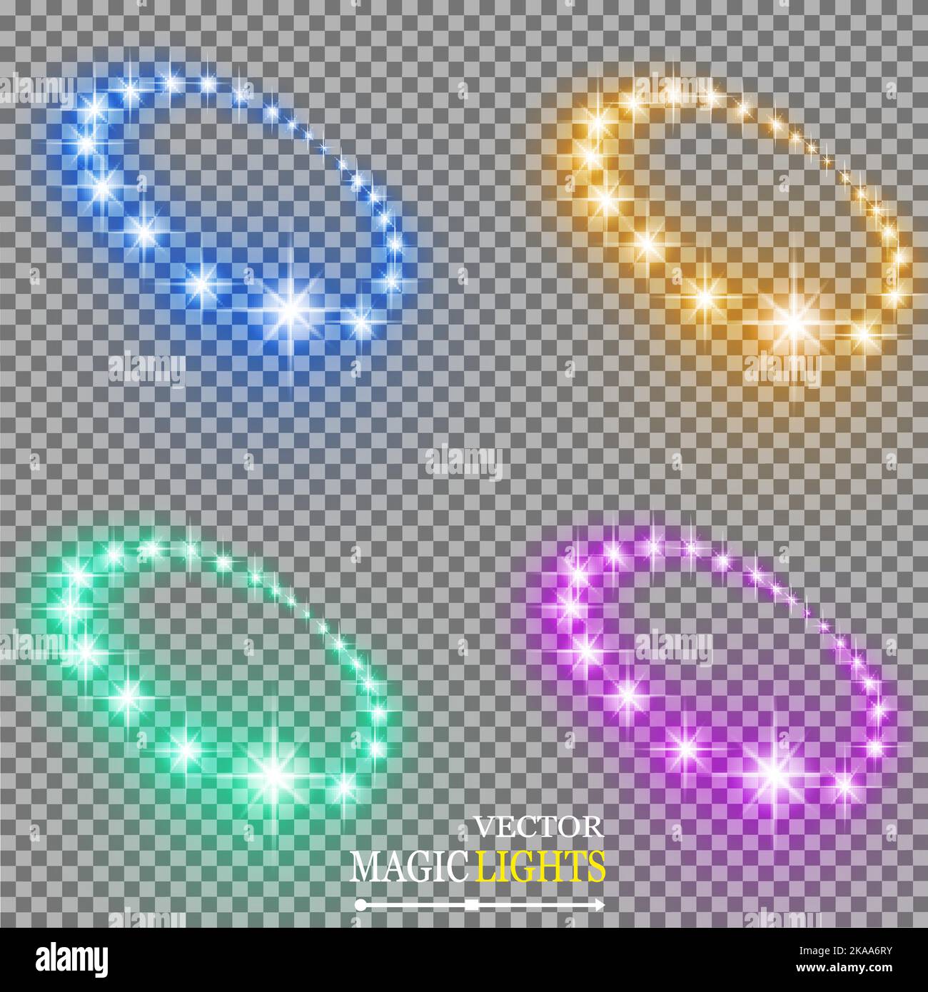 Set of golden glowing lights effects isolated on transparent background ...