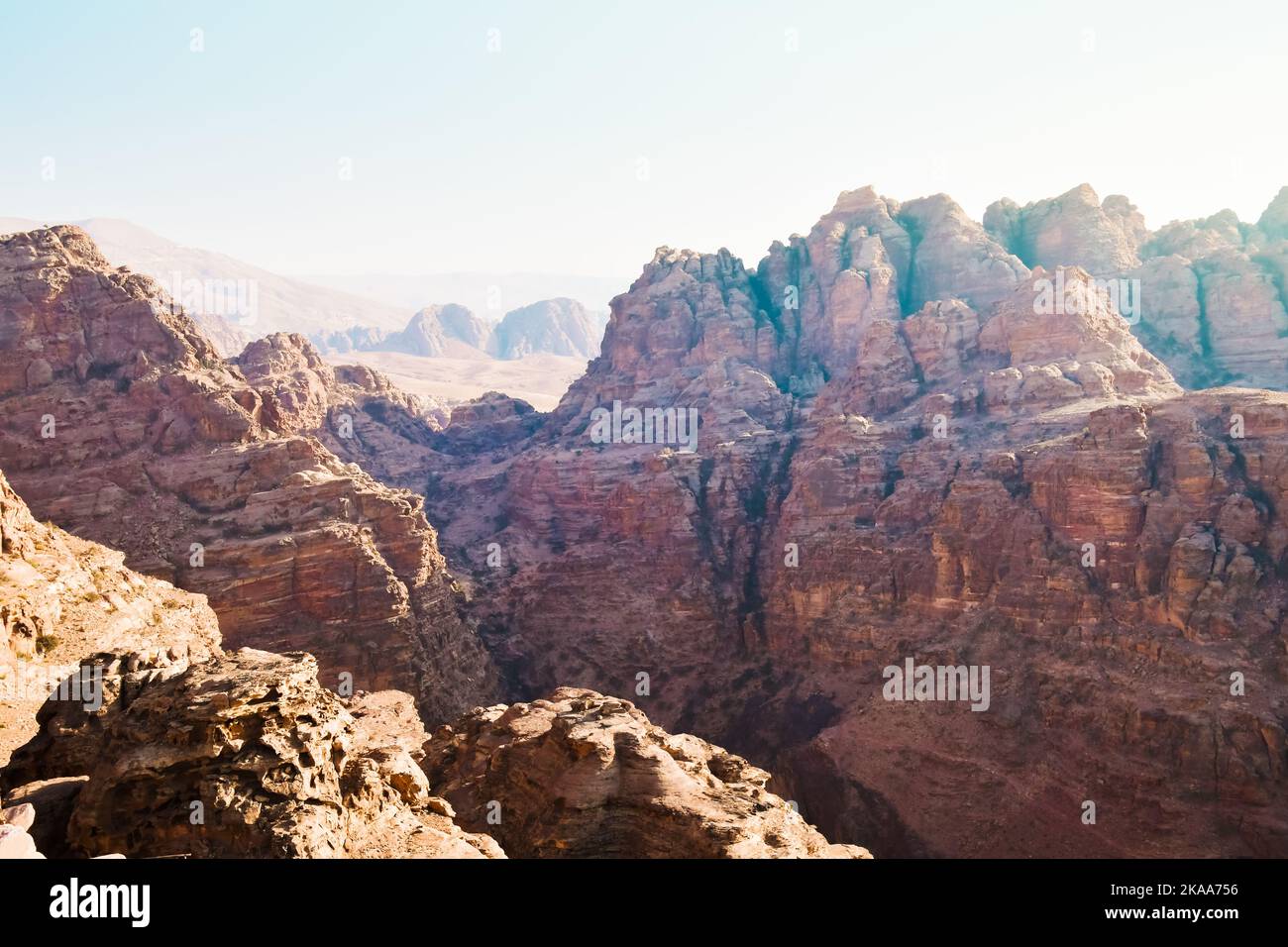 Wadi araba panorama from Petra landmark. Scenic mountains rock ...