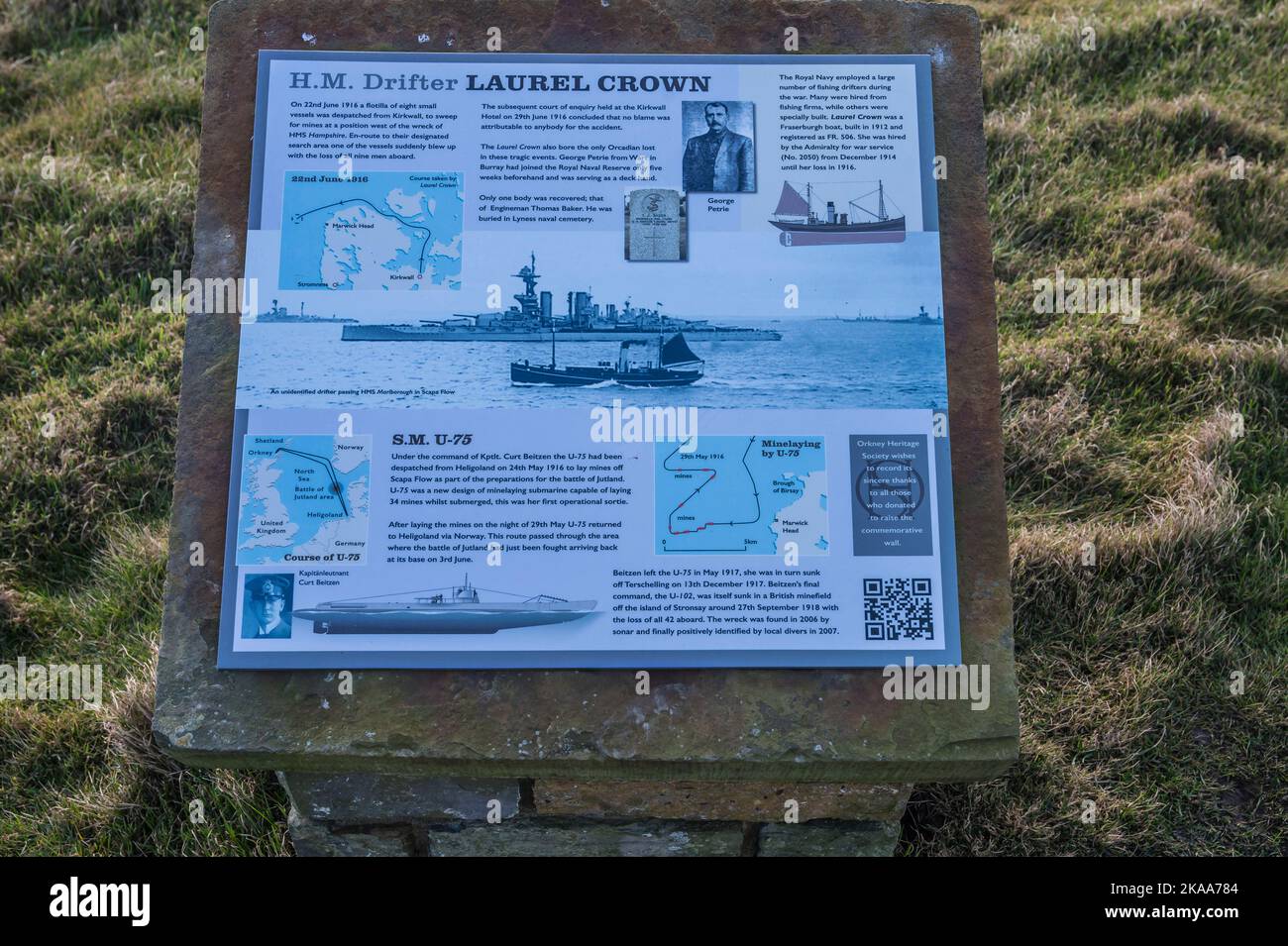 The image is of the Kitchener memorial tower at Marwick Head, dedicated ...