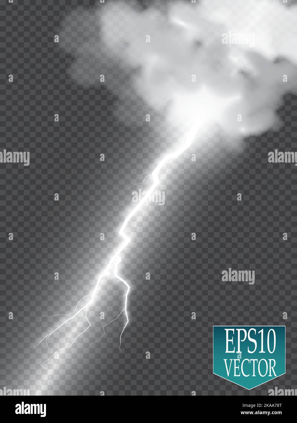 Storm with Lightning isolated on transparent background Stock Vector ...