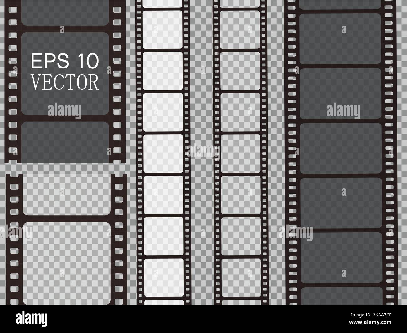 Set of vector film strip isolated on transparent background Stock ...