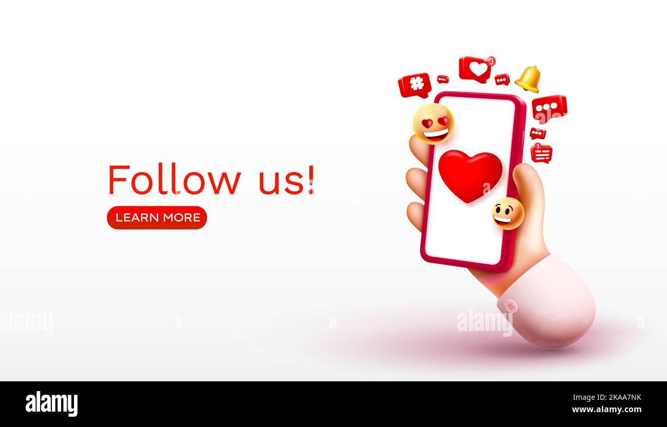 Follow us social media, like followers application. Vector illustration ...