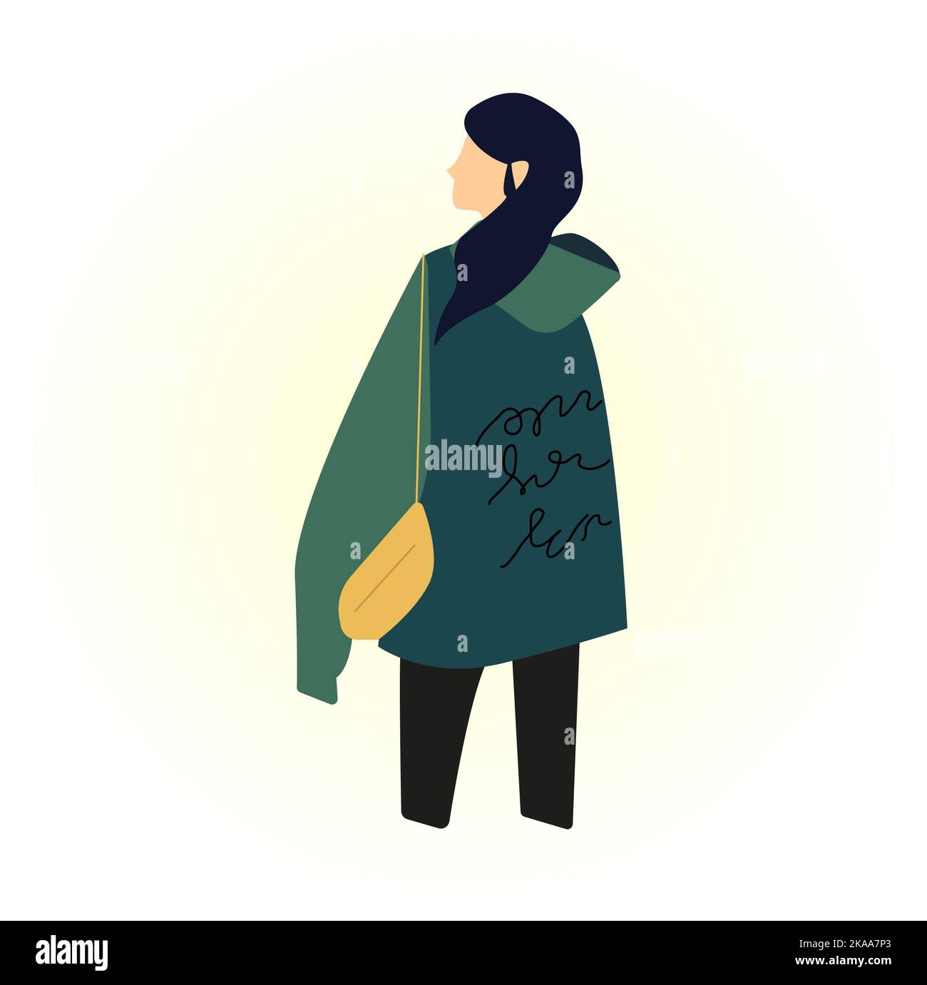 Collection of stylish young women dressed in trendy clothes. Set of ...