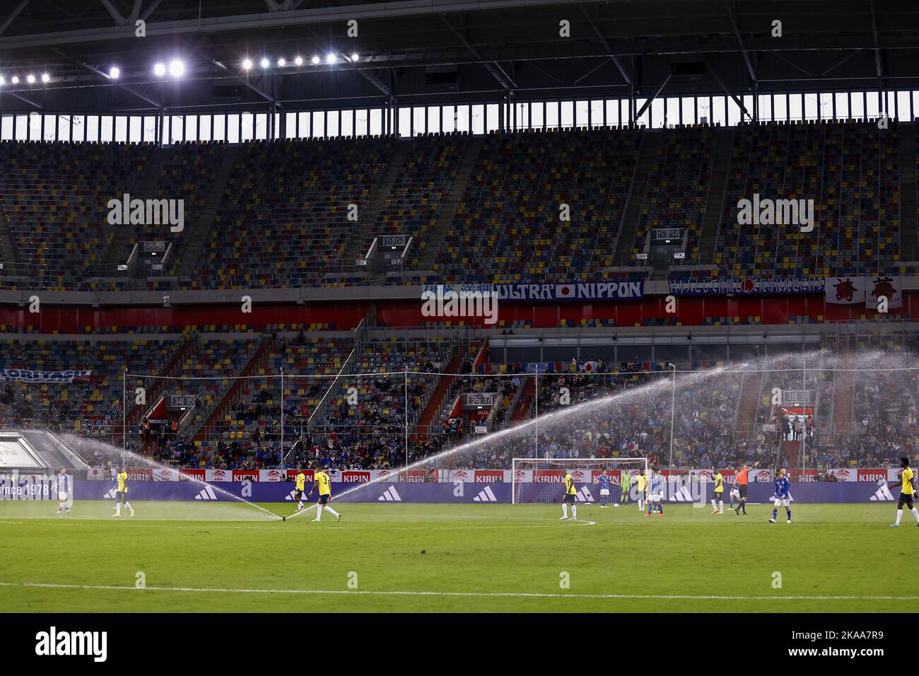 DUSSELDORF - watering on the pitch during the international friendly ...