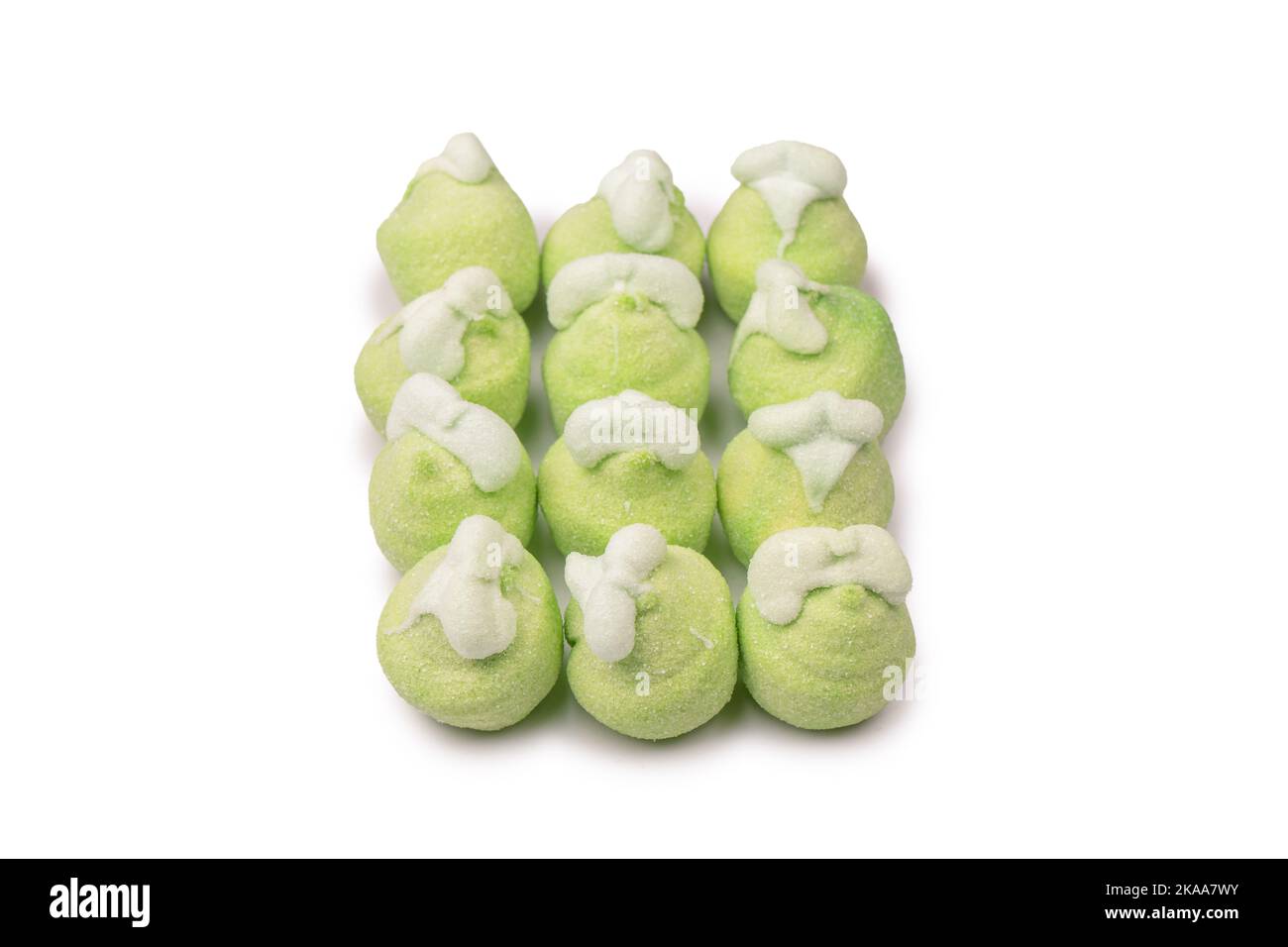 Green marshmallow candy isolated on a white background Stock Photo - Alamy