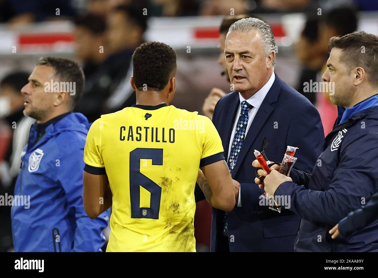 DUSSELDORF - (lr) Byron Castillo of Ecuador, Ecuador coach Gustavo ...