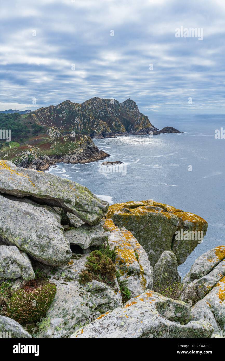 View of the Cies Islands in Galicia, Spain. National Park of the ...