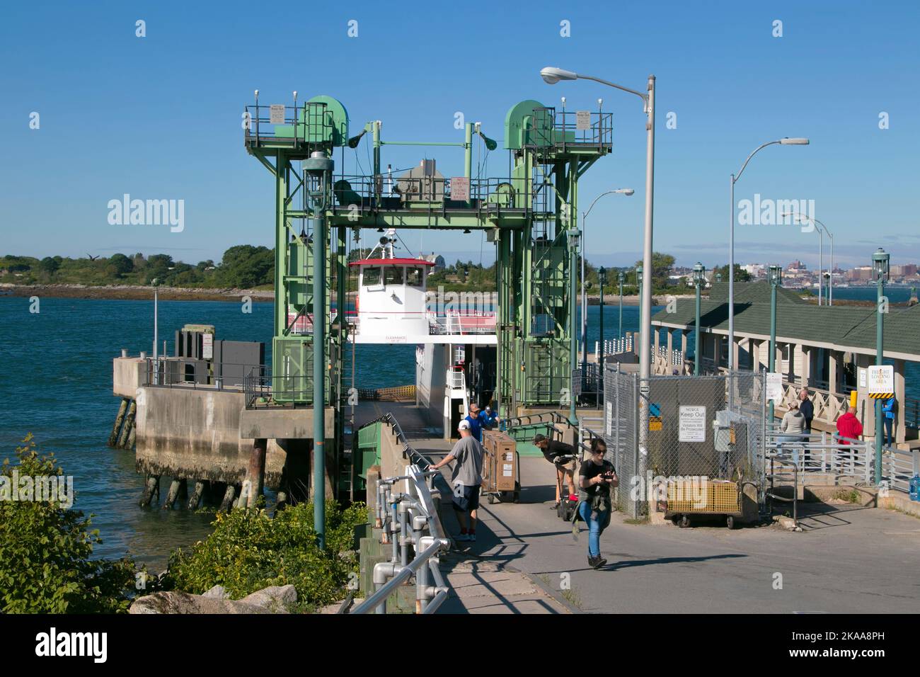 USA, Maine, Portland, Peaks Island, Peaks Island Ferry, Welch Street ...