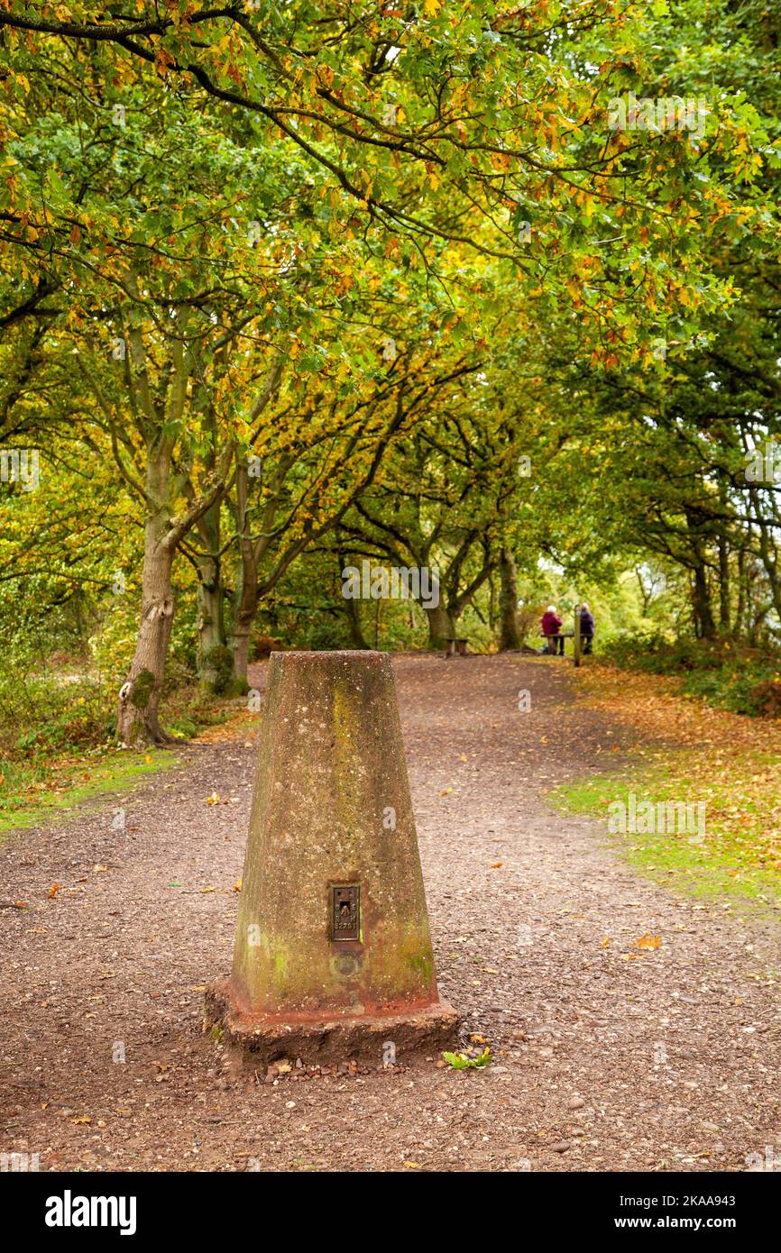 The ordnance survey trig point on Kinver Edge Staffordshire England ...
