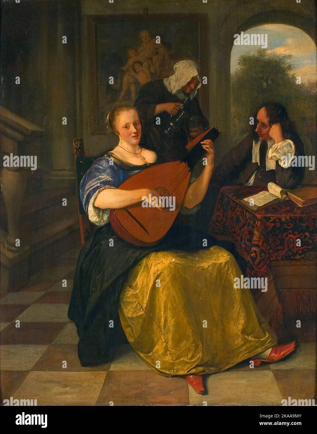 The lute player, 1660, Painting by Jan Steen Stock Photo - Alamy