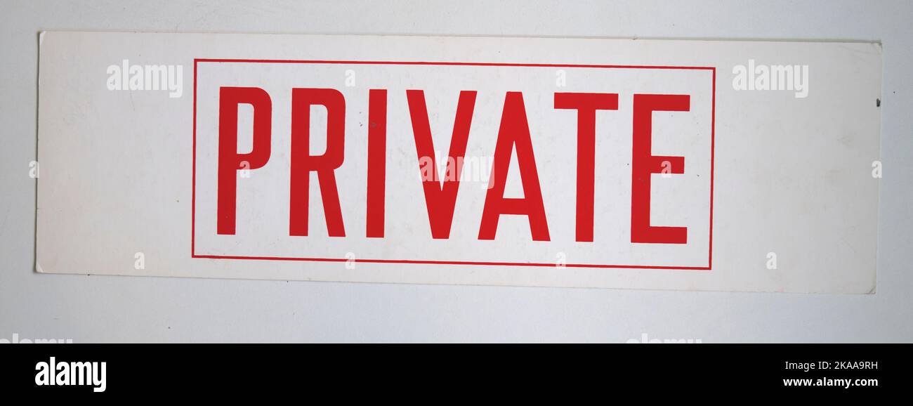 PRIVATE - A Vintage Shop or Office Display Card Notice Stock Photo - Alamy