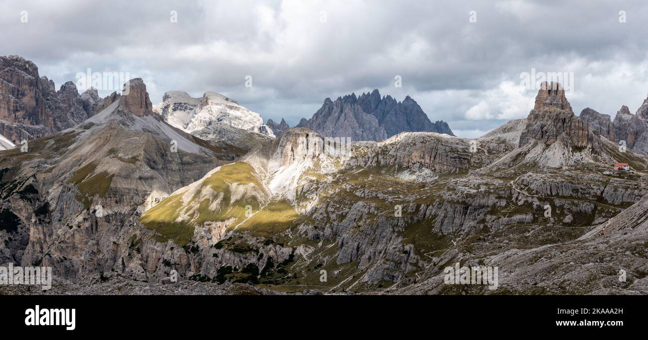 Scenic wild alpine landscape around the 3 Zinnen mountains, the ...