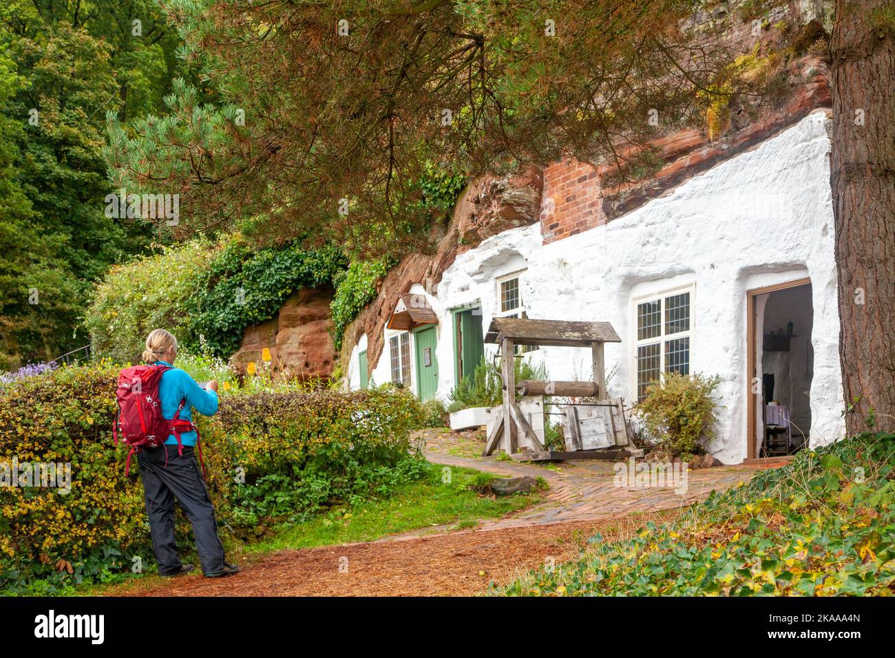 Outside view of the National trusts rock cottages cave houses on Kinver ...