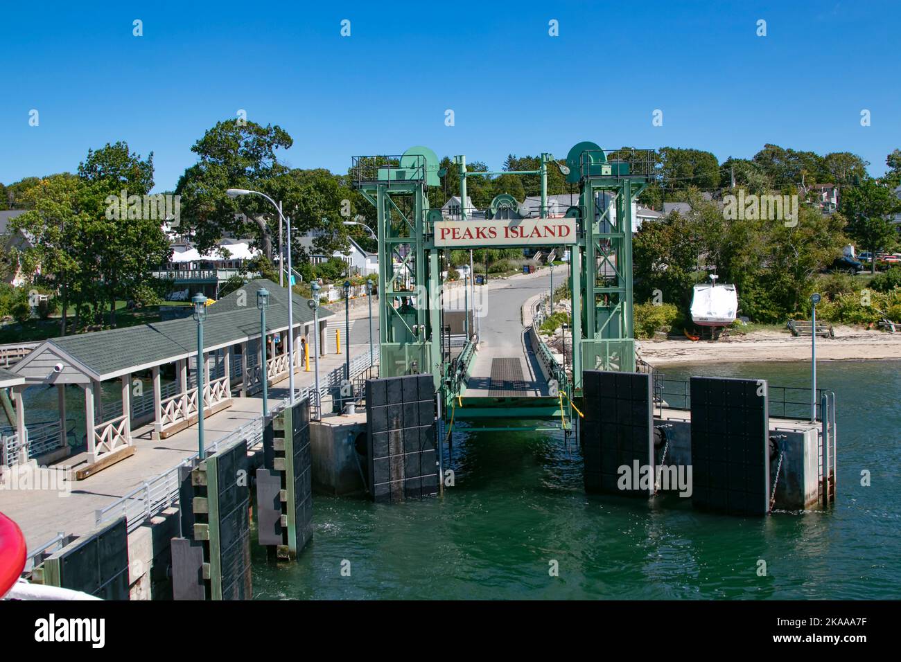USA, Maine, Portland, Peaks Island, Peaks Island Ferry, Welch Street ...