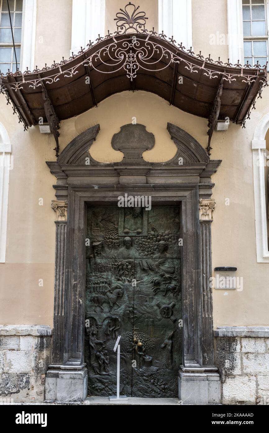 Side door, Church of St Nicholas (cathedral}, Ljubljana, Slovenia Stock ...