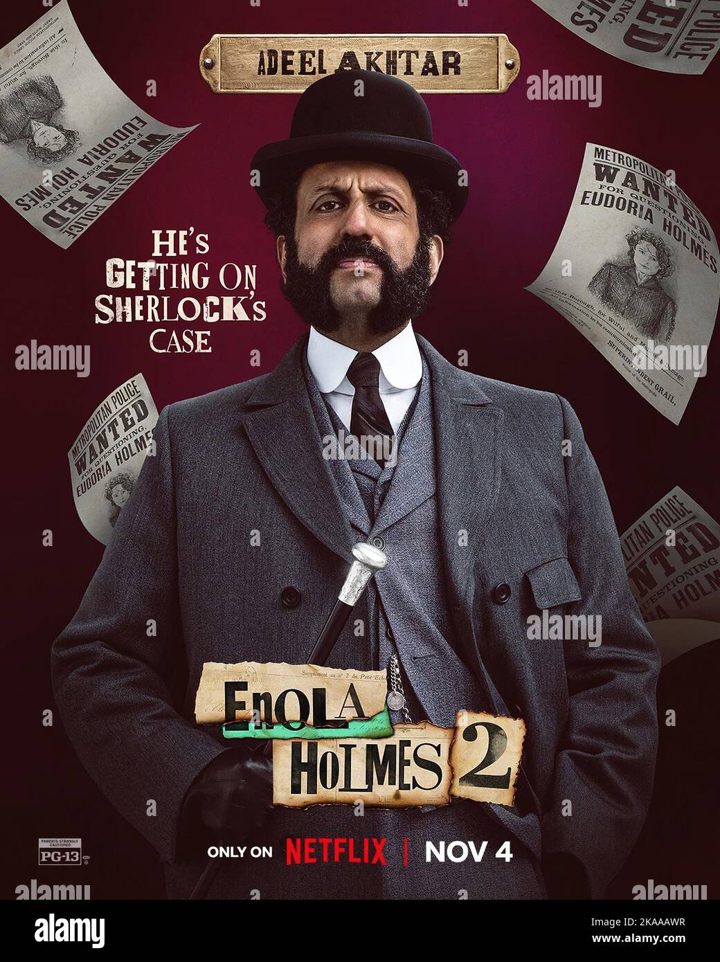 ENOLA HOLMES 2, US character poster, Adeel Akhtar as Inspector Lestrade, 2022. © Netflix ...