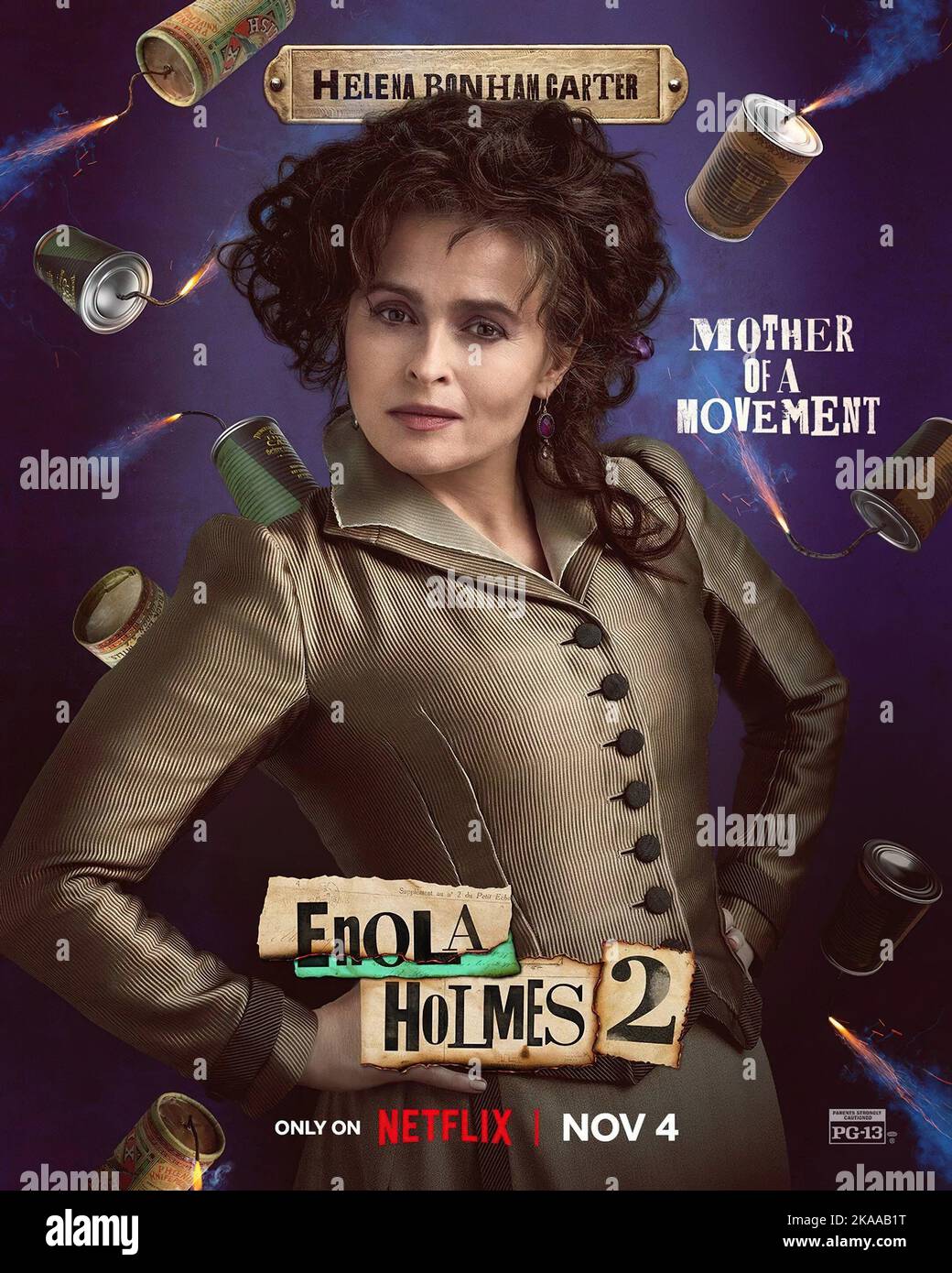 ENOLA HOLMES 2, US character poster, Helena Bonham Carter as Eudoria Holmes, 2022. © Netflix ...