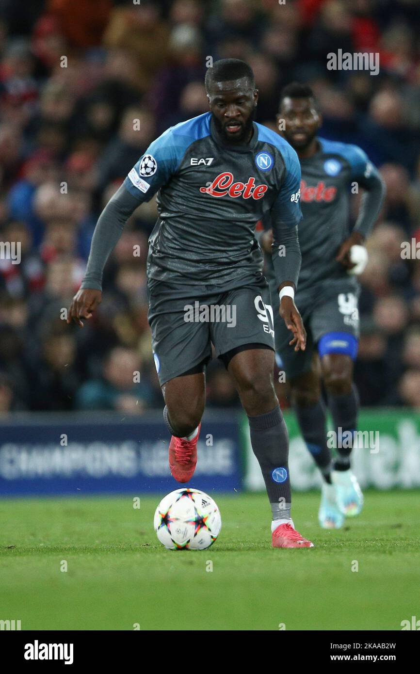 Liverpool, UK. 01st Nov, 2022. Tanguy NDombele of Napoli in action ...