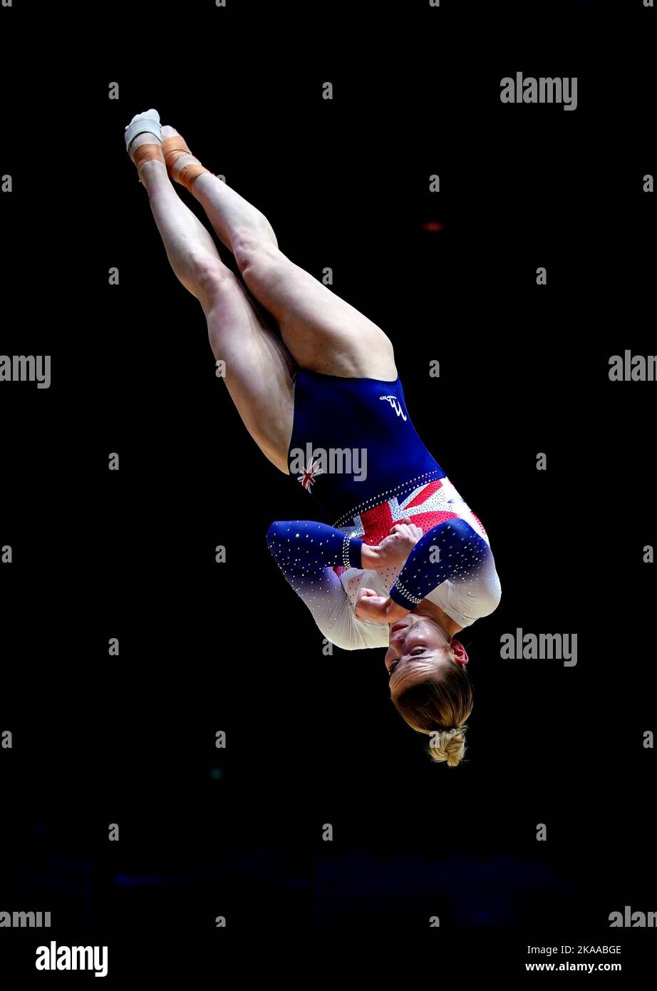 Great Britain's Alice Kinsella on the floor during day four of the FIG ...