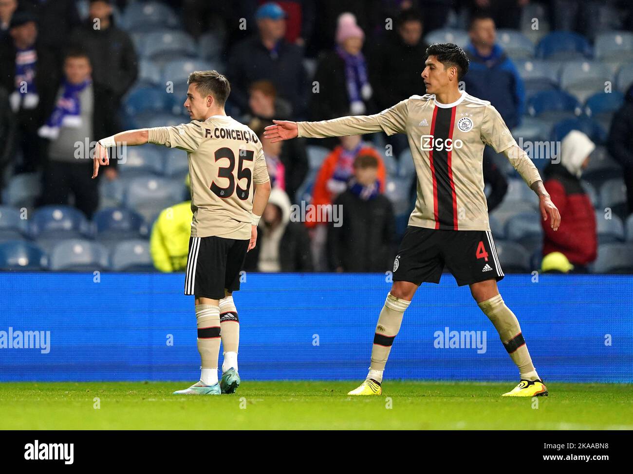 Ajax's Fernandes Francisco Conceicao (left) celebrates scoring their ...
