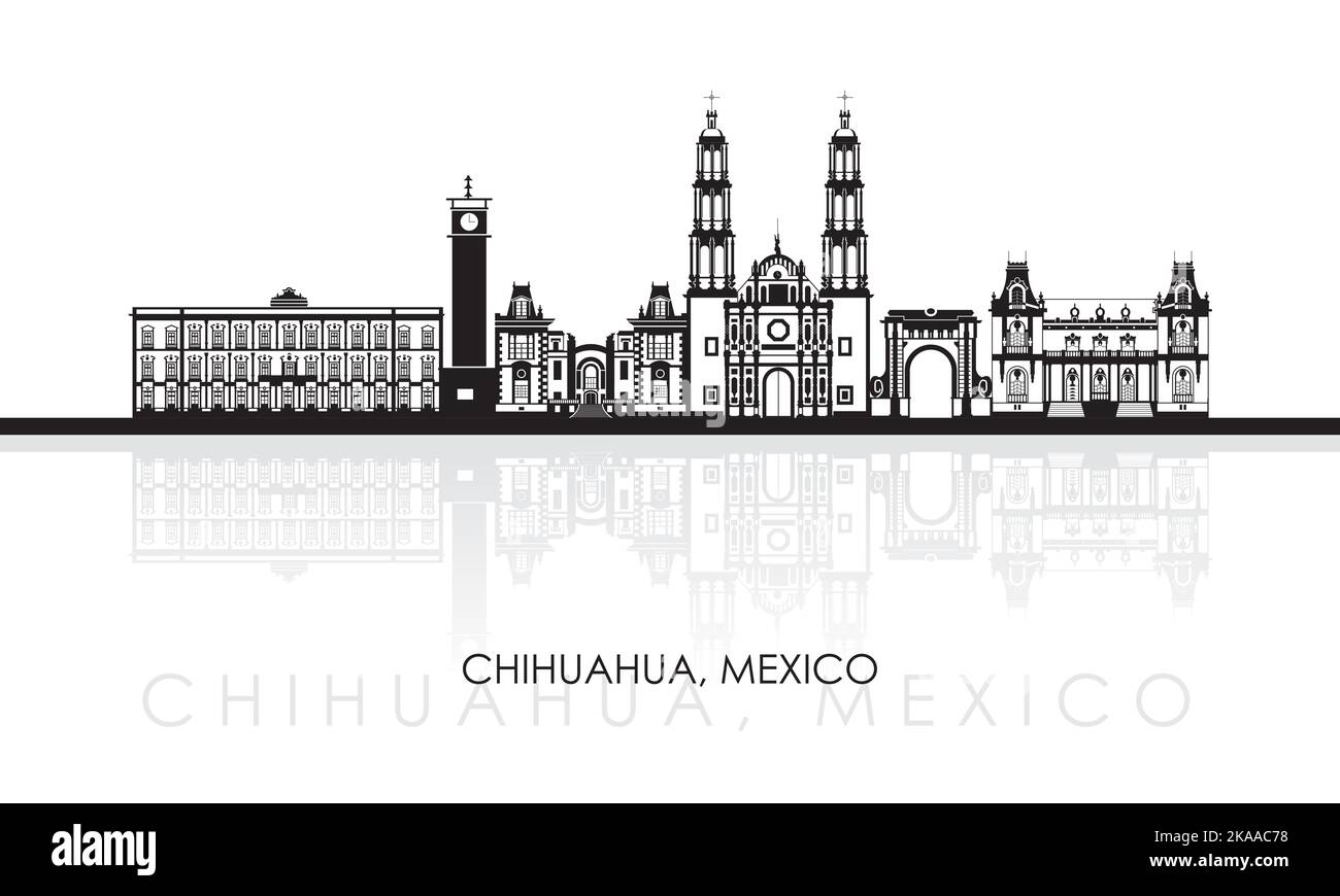 Silhouette Skyline panorama of city of Chihuahua, Mexico - vector ...