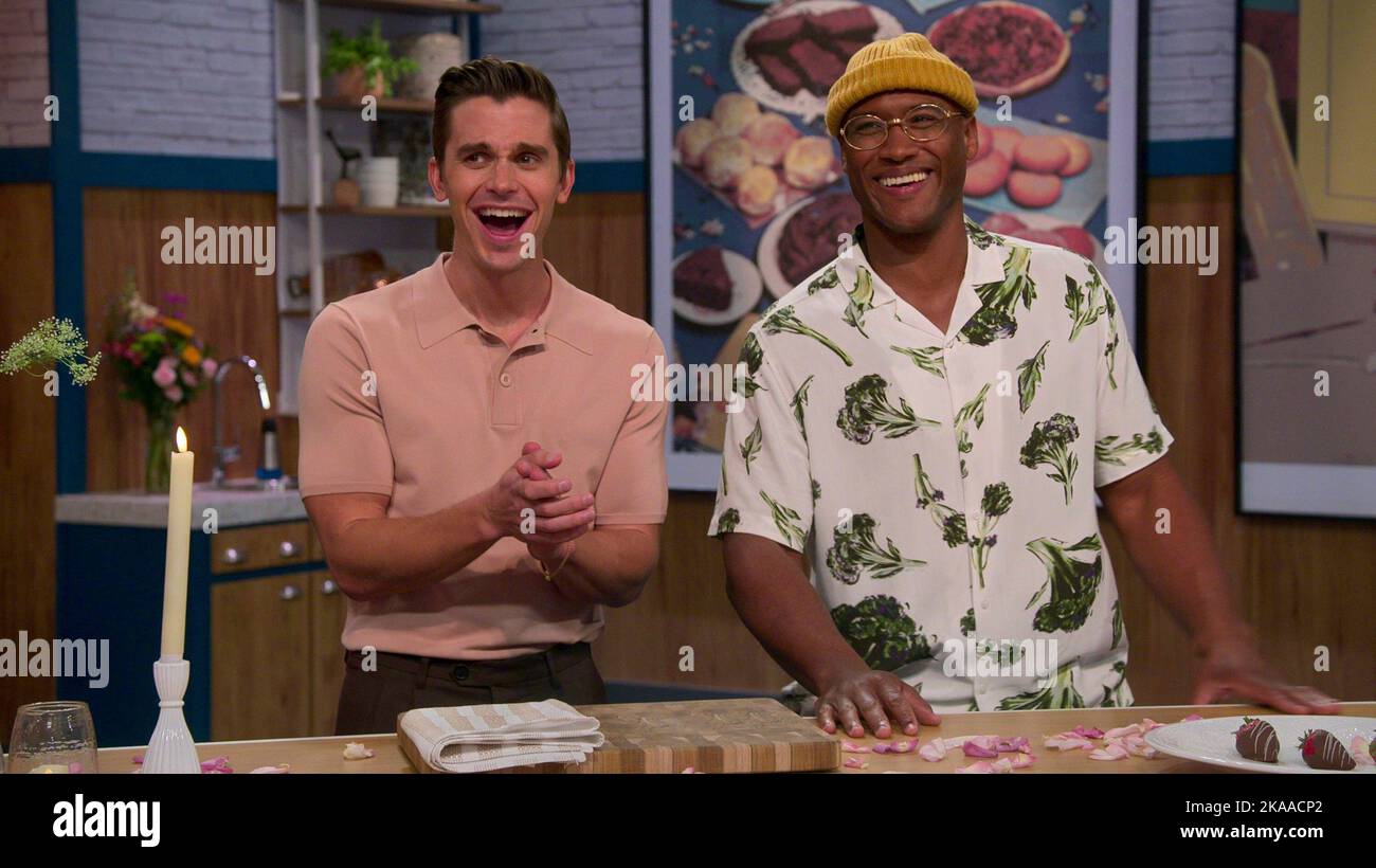 EASY-BAKE BATTLE, from left: host Antoni Porowski, guest judge Derrell ...