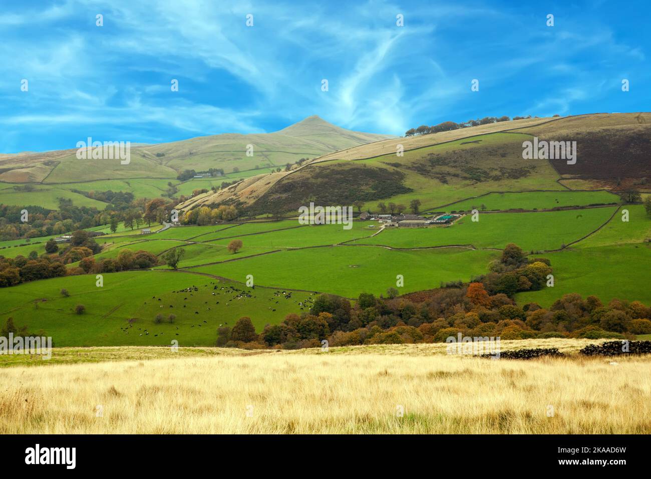 Shutlingsloe hill near the village of Wildboarclough in the Peak ...