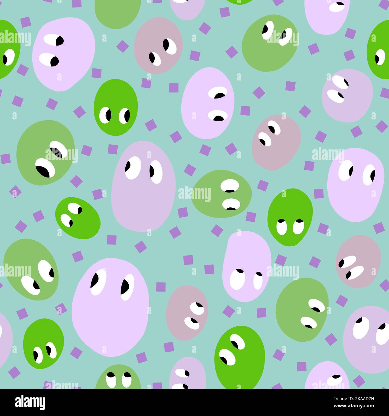 Cartoon beans seamless polka dots monsters pattern for wrapping paper ...