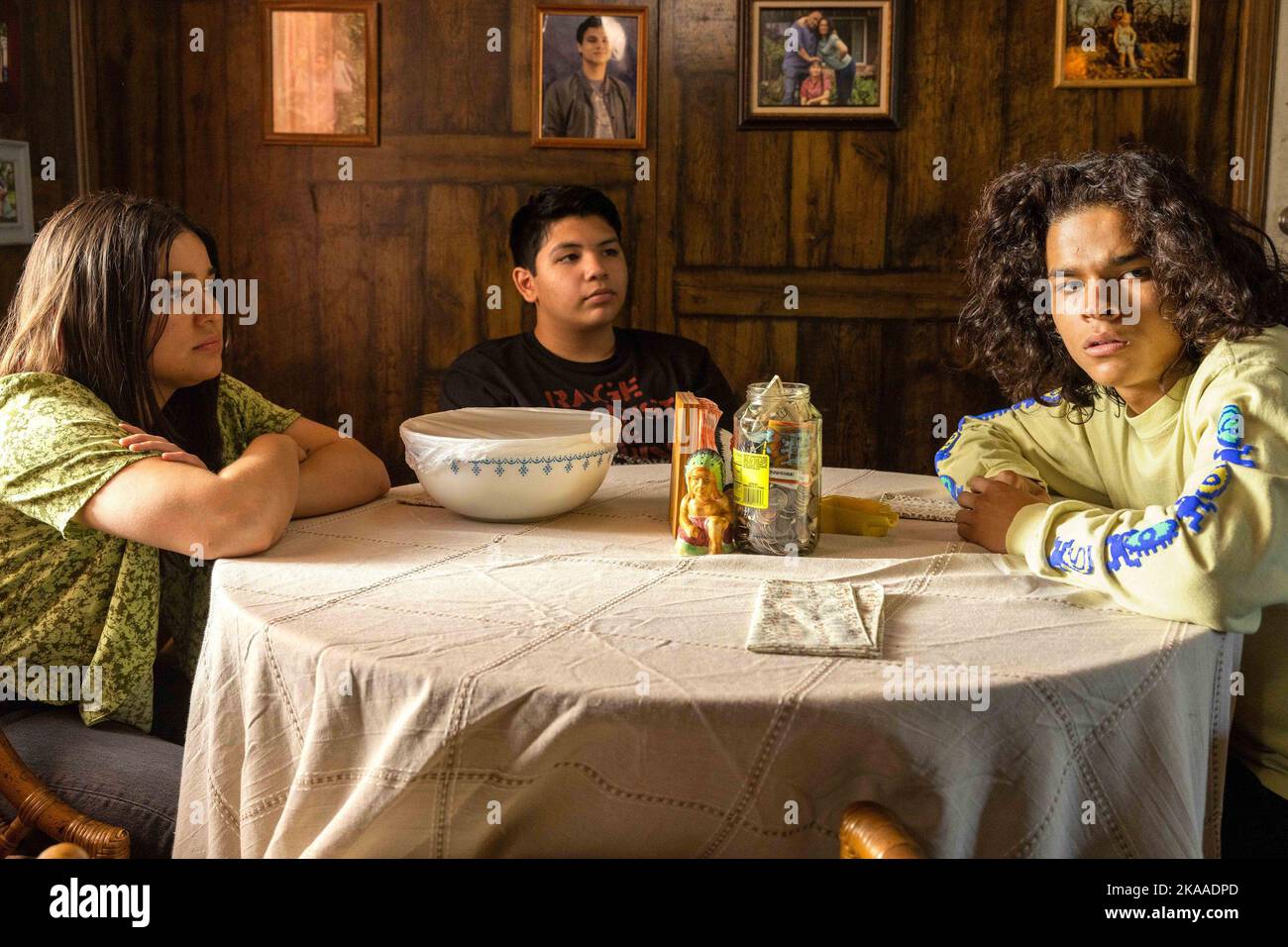 RESERVATION DOGS, from left: Devery Jacobs, Lane Factor, D'Pharaoh Woo ...