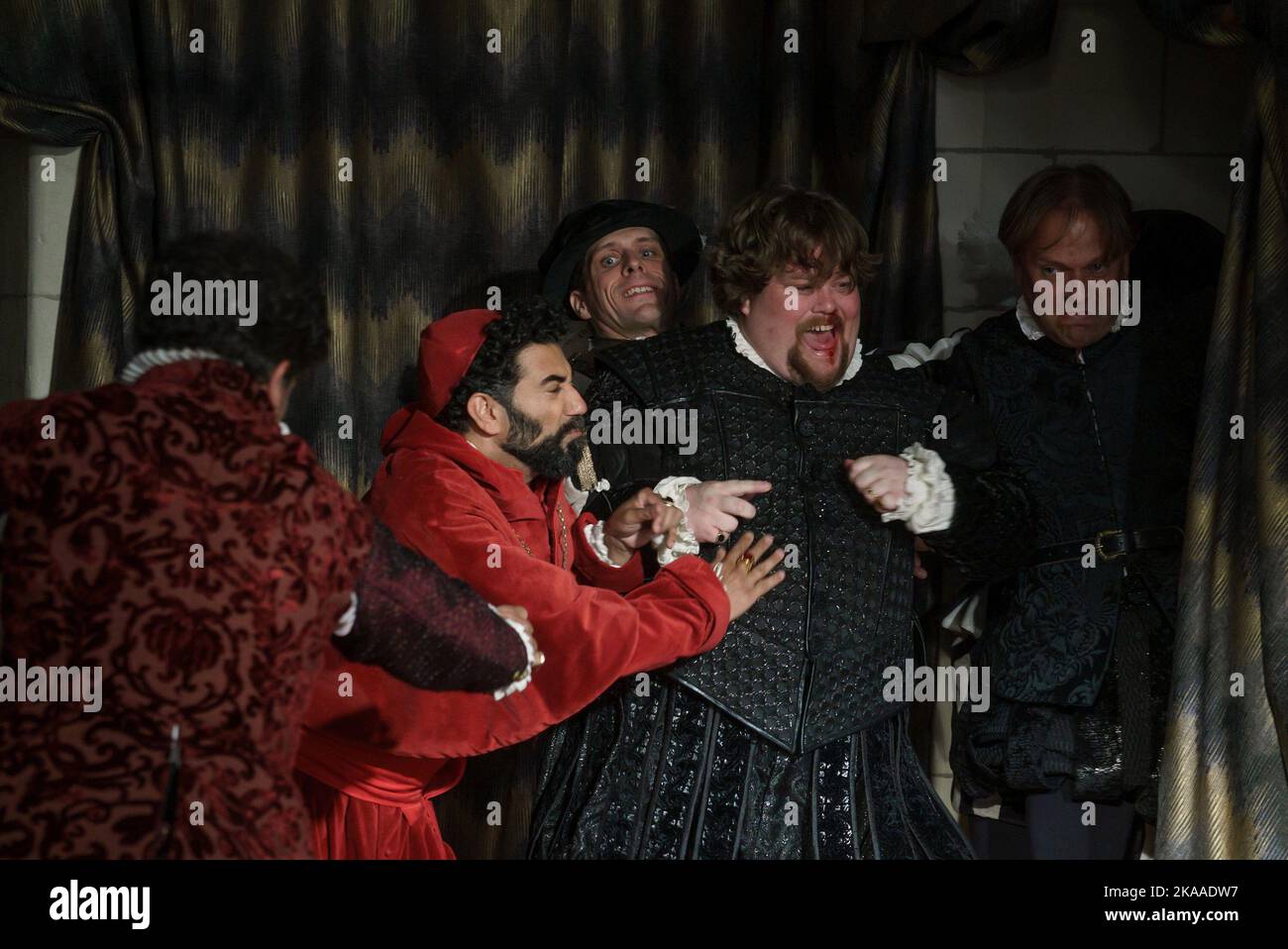 THE SERPENT QUEEN, Ray Panthaki as Cardinal Charles de Guise (2nd from ...