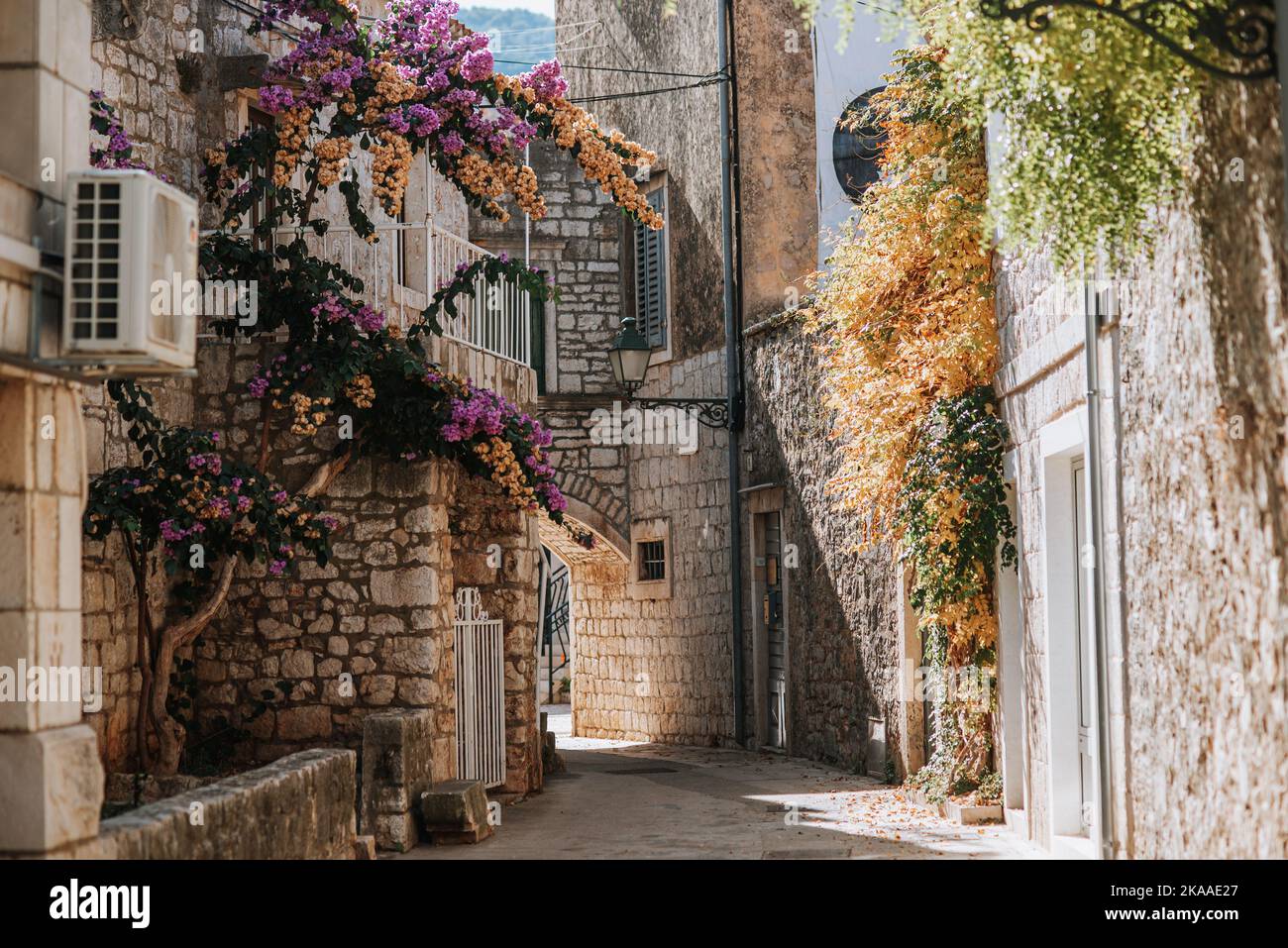 Hvar, Croatia - October 29, 2022: an ancient town streets with a rich ...