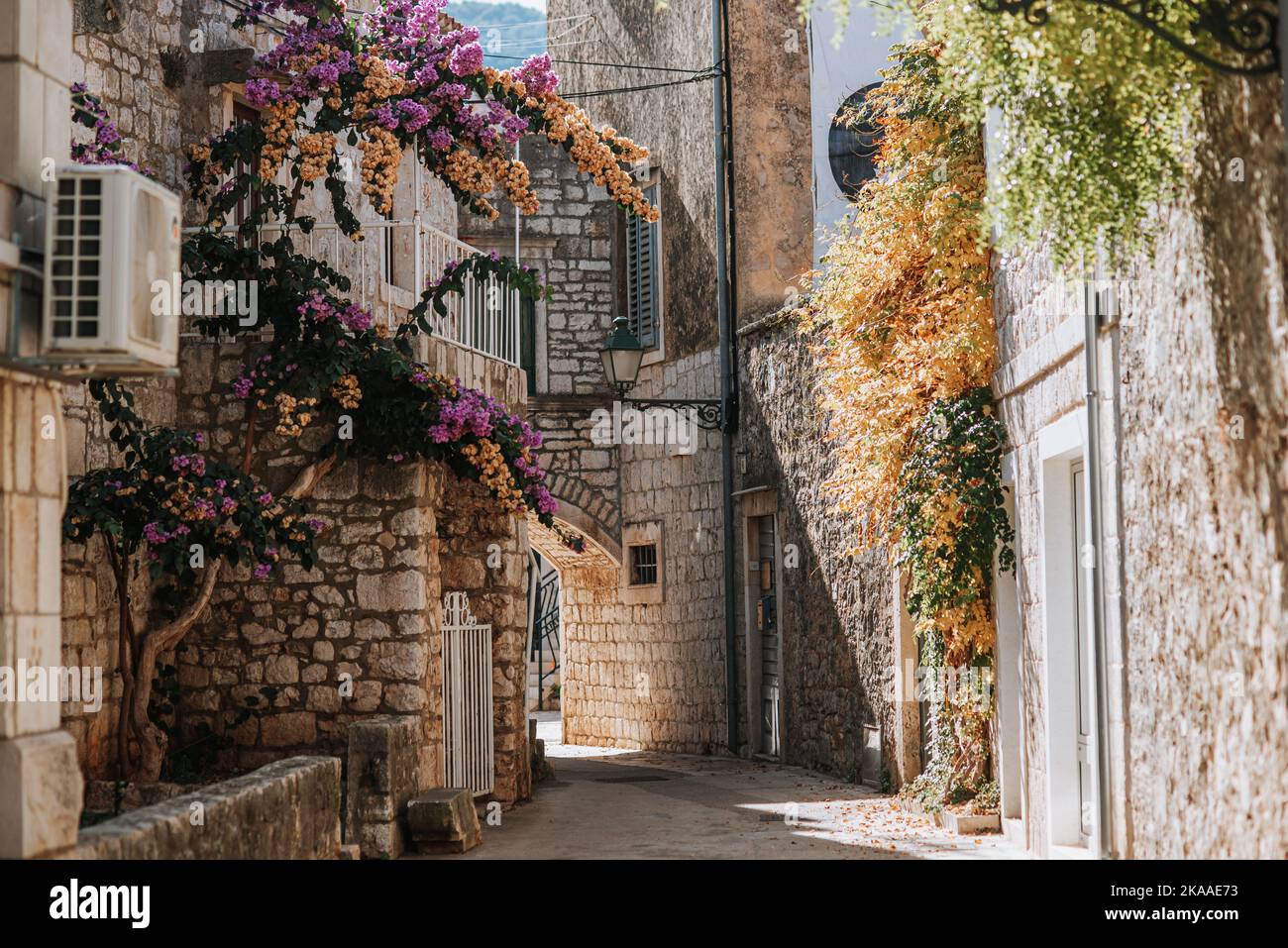 Hvar, Croatia - October 29, 2022: an ancient town streets with a rich ...
