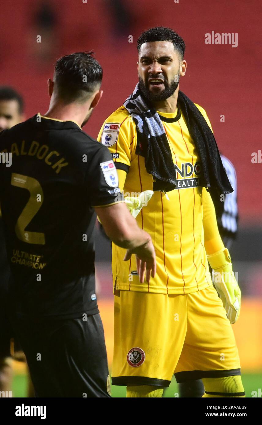 Bristol, England, 1st November 2022. Wes Foderingham of Sheffield Utd ...