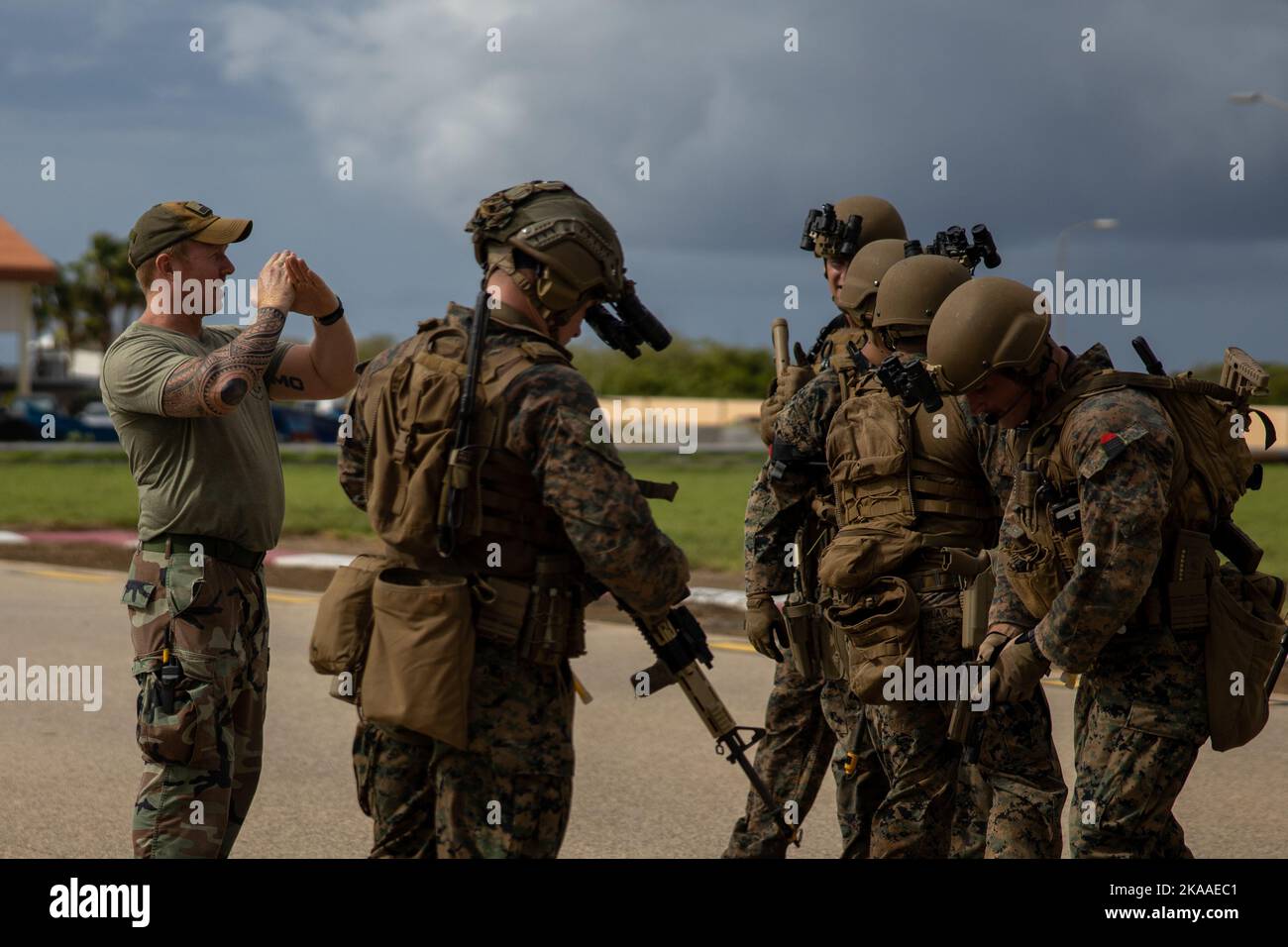 A Dutch Marine with Marine Squadron Carib, Netherlands Marine Corps ...