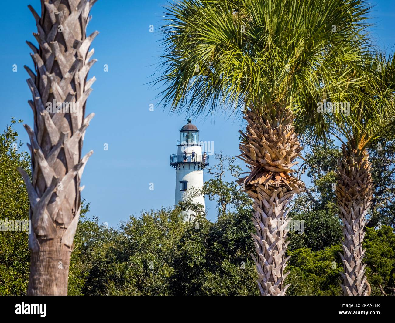 St. Simons Lighthouse on St Simons Island in Georgia USA Stock Photo ...