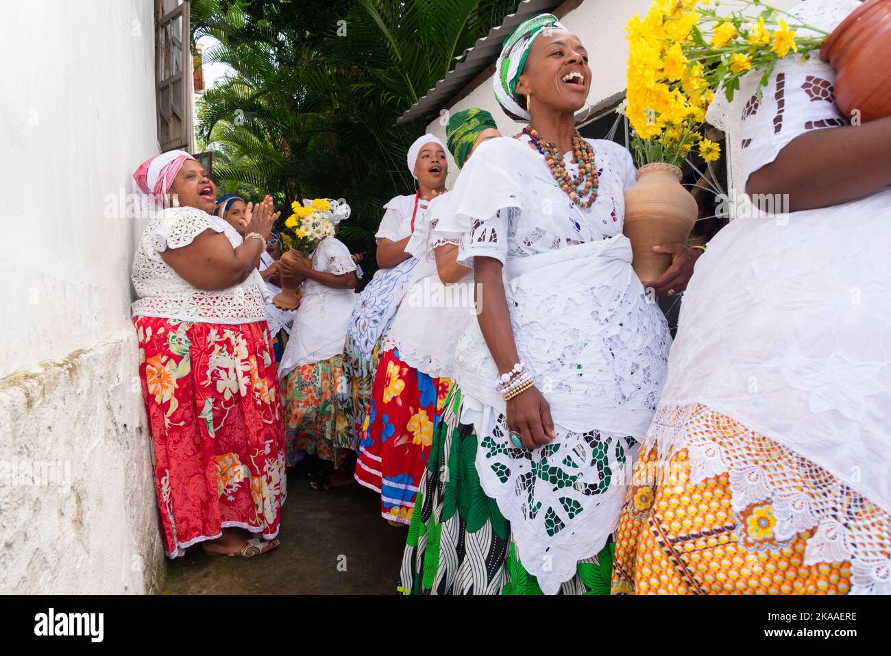 Saubara, Bahia, Brazil - June 12, 2022: Candomble members gathered in ...