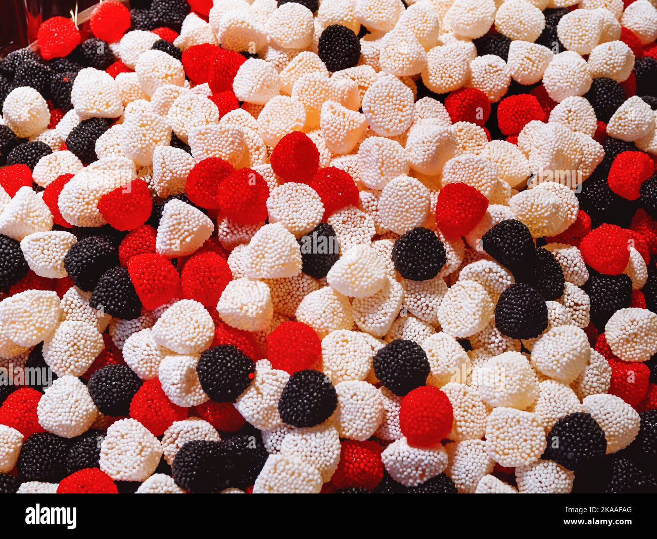Colorful gummy berries. Top view, flat lay. Background of delicious ...