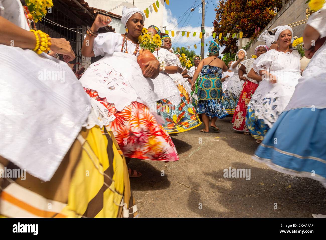 Saubara, Bahia, Brazil - June 12, 2022: Members of the Candomble ...