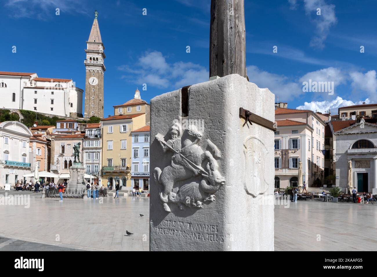 St George & the dragon, Church of St. Jurija , clock tower, Tartini ...