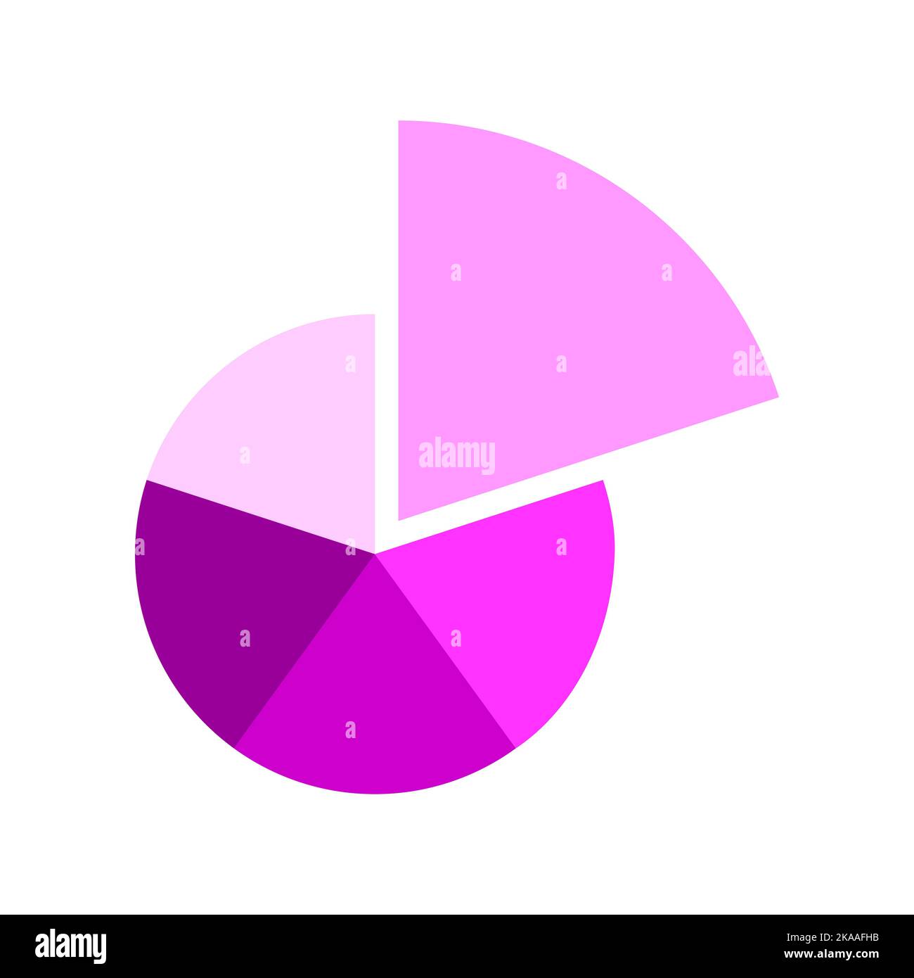 Donut chart divided in 5 monochrome magenta sections. Round diagram ... Donut chart divided in 5 monochrome magenta sections. Round diagram ...