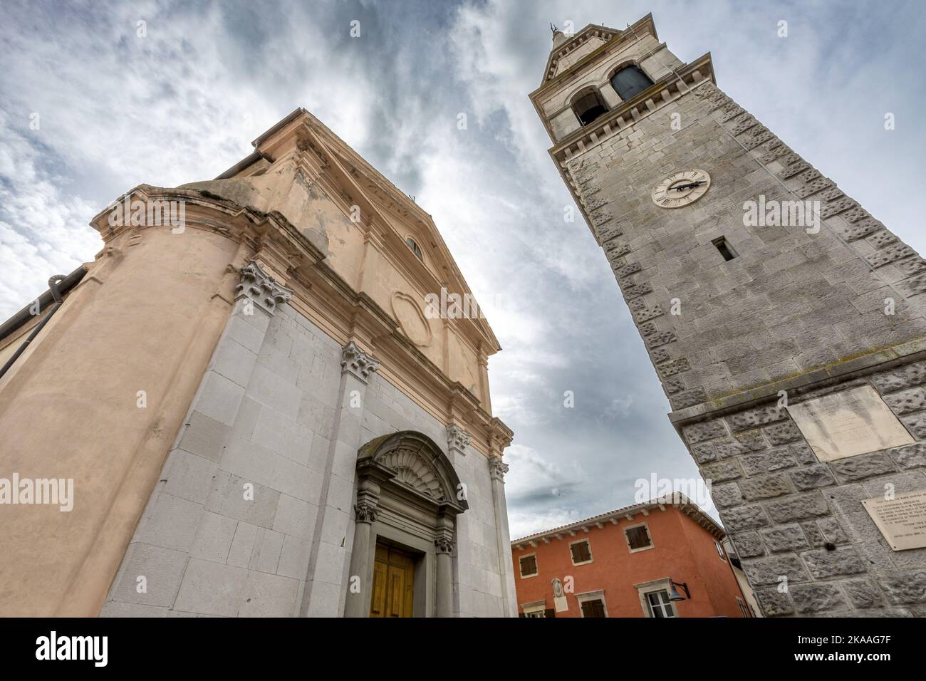 Church of the Blessed Virgin Mary and Clock Tower, Buzet, Croatia Stock ...