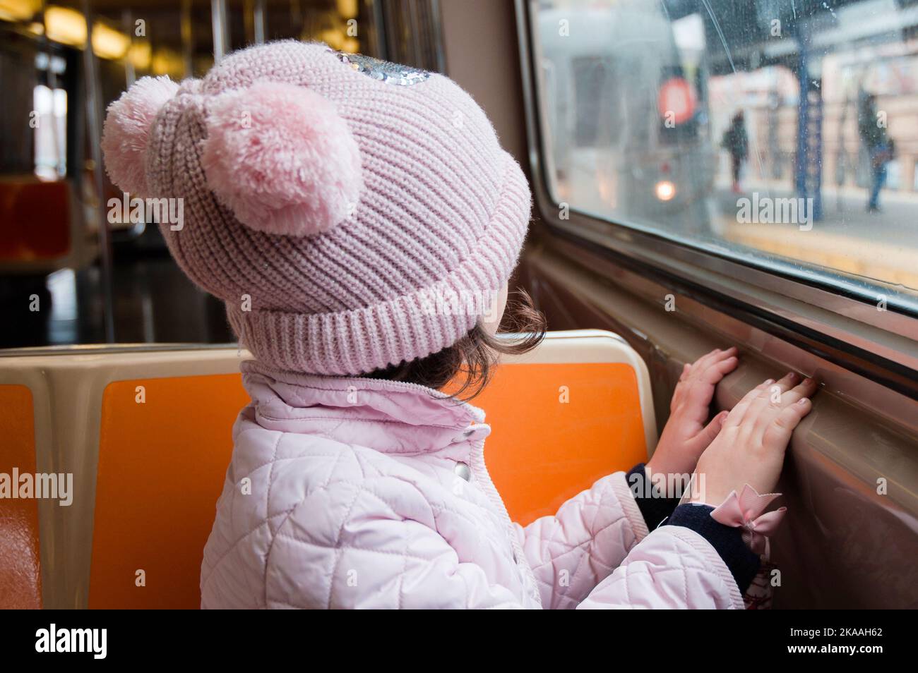 Pretty girl on the New York subway Stock Photo - Alamy
