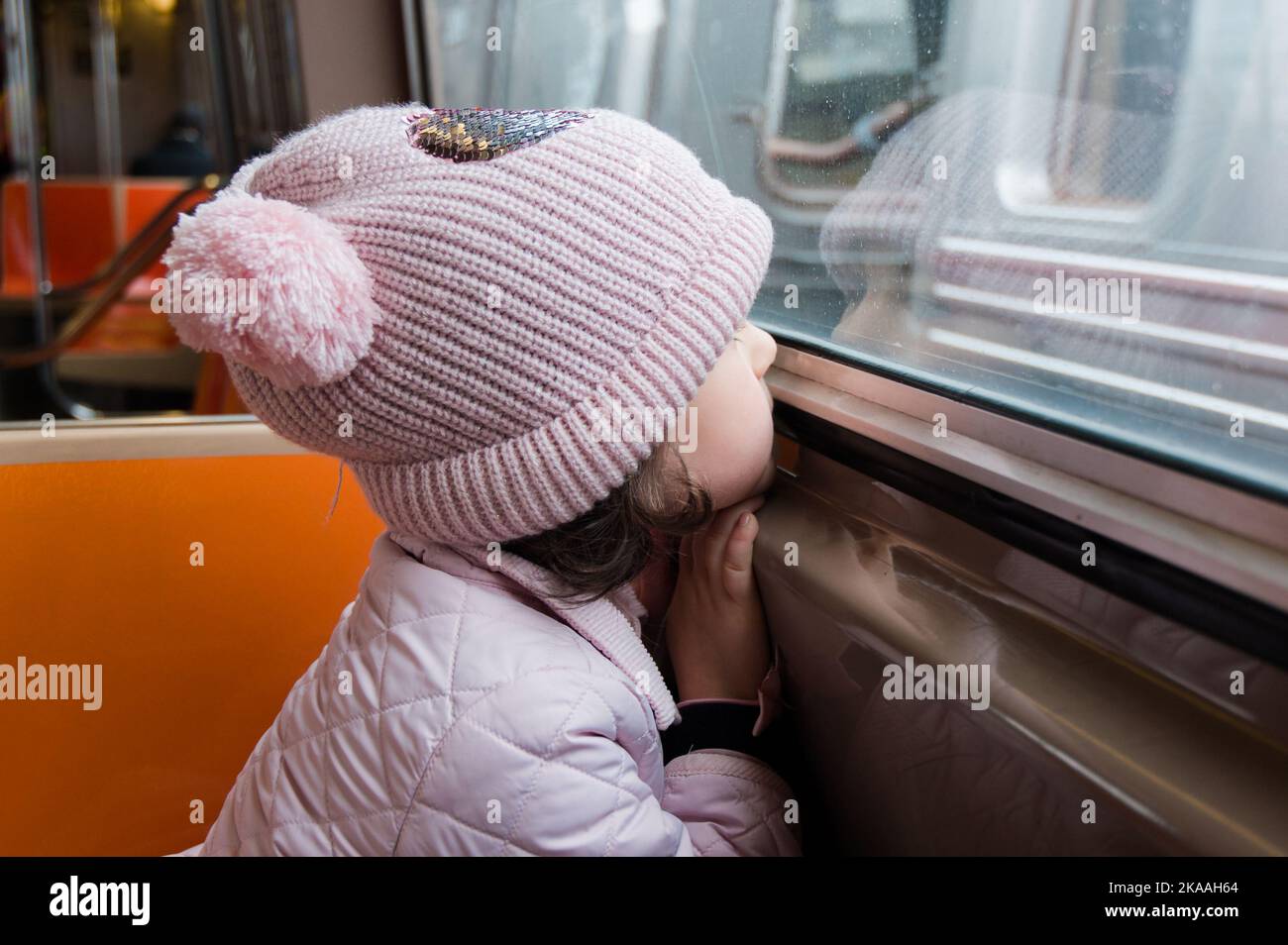 Pretty girl on the New York subway Stock Photo - Alamy