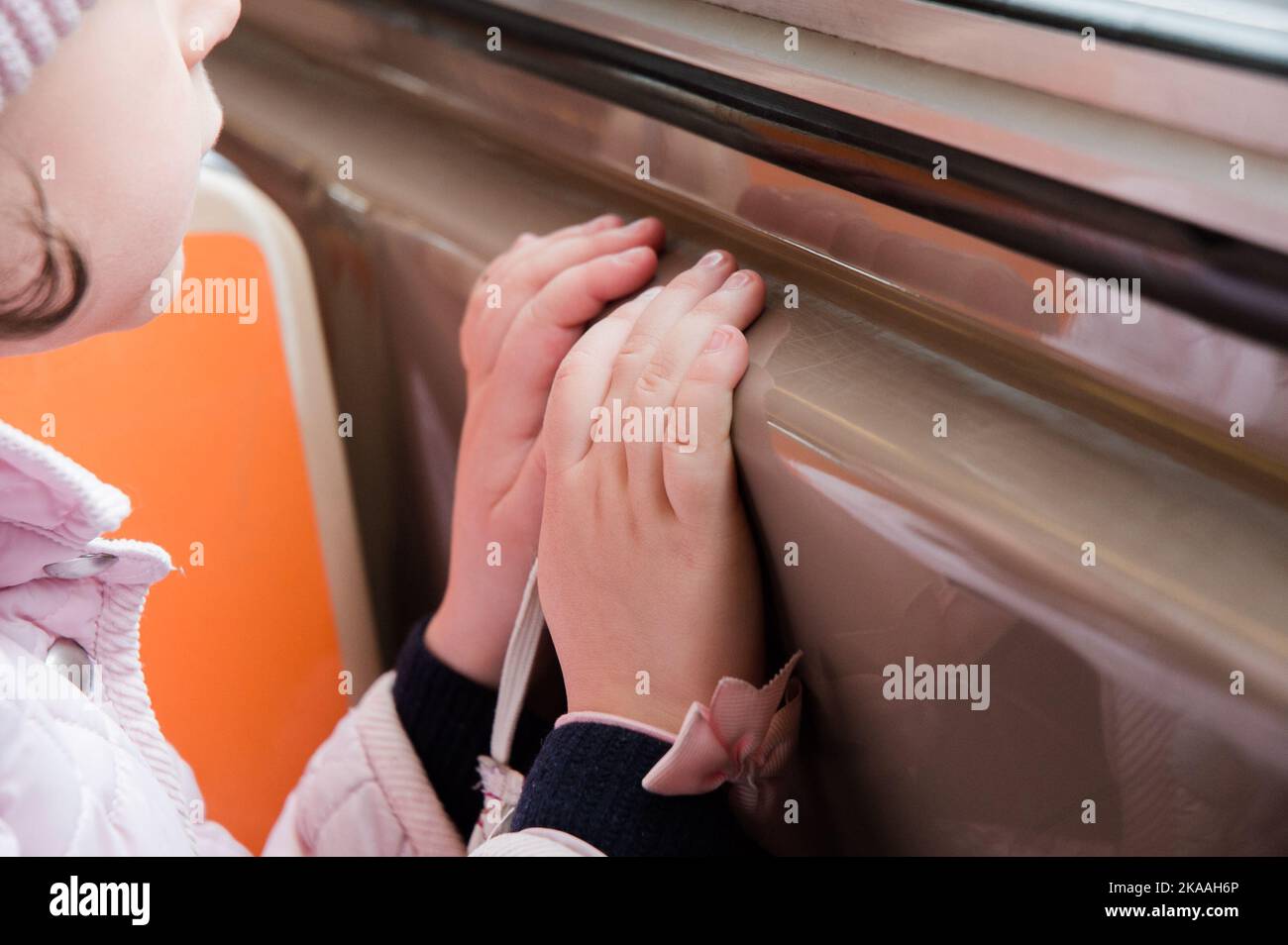 Pretty girl on the New York subway Stock Photo - Alamy