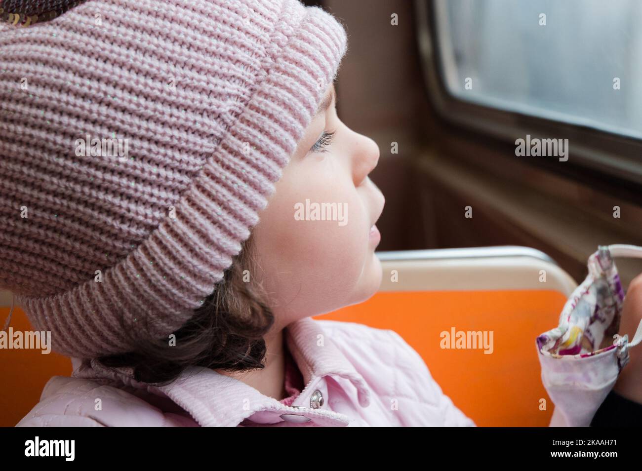 Pretty girl on the New York subway Stock Photo - Alamy